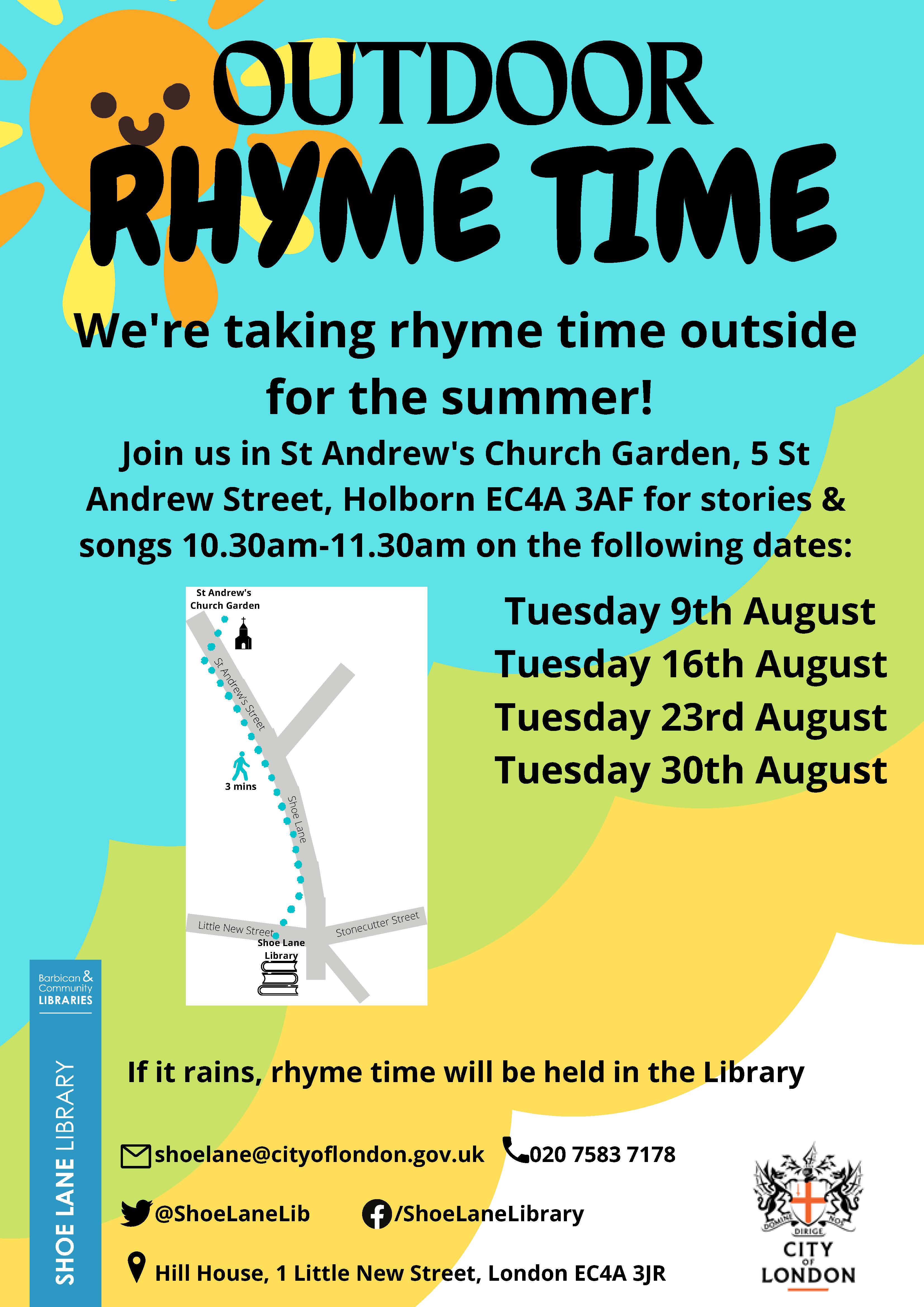 Rhyme Time sessions and venues check flyers for dates this August 2022 ...